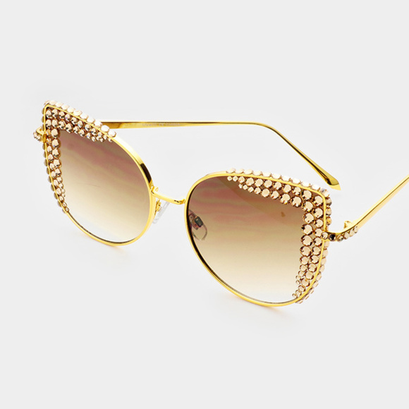 Accessories Crystal Trimmed Semi Cat Eye Sunglasses Poshmark
